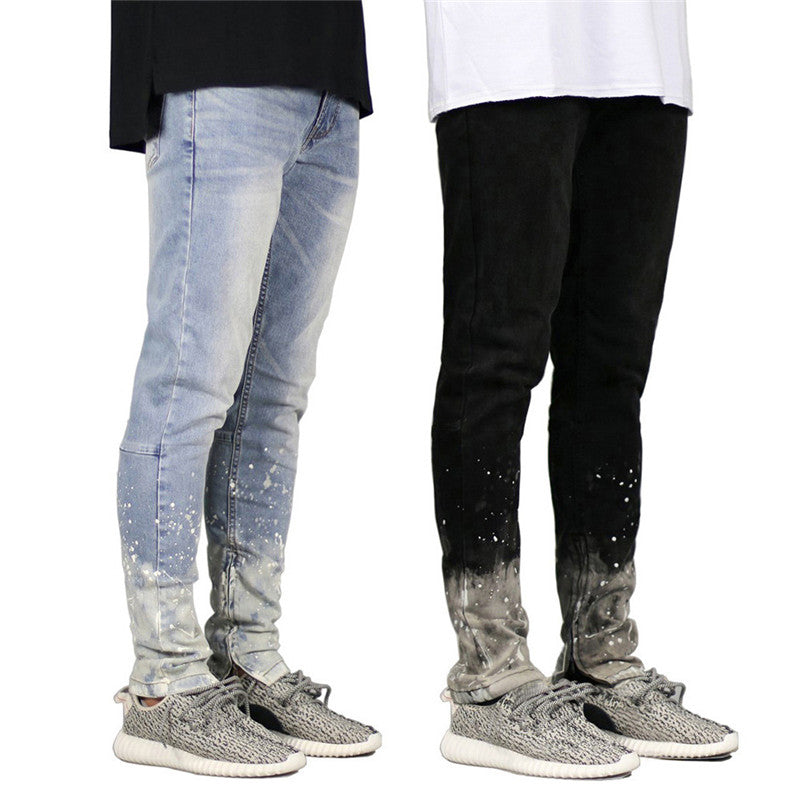 Men's Jeans Gradient Color Casual Skinny Long Straight Pants – HiHalley