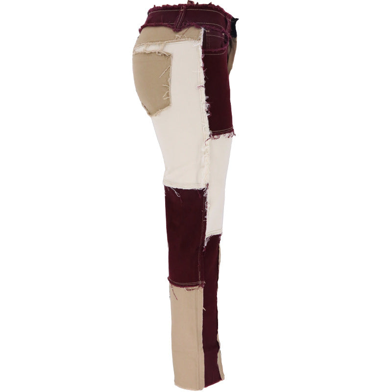 High Waisted Two Tone Jeans Long Straight Pants Women's Jeans – HiHalley