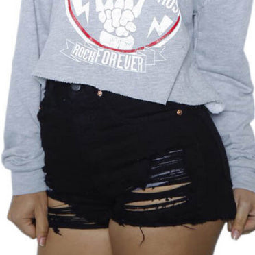 Lady Destroyed Jeans Frayed Raw Hem Summer Denim Shorts Pants – HiHalley