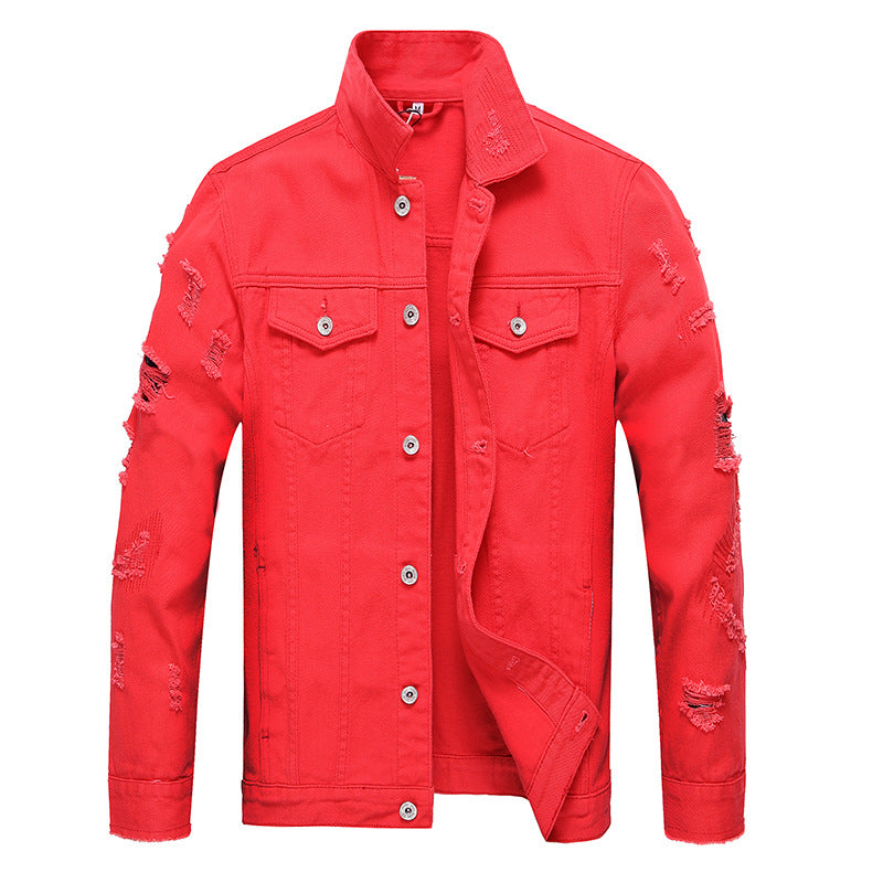 Men's Individuality Denim Coat Ripped Urban Denim Jacket – HiHalley
