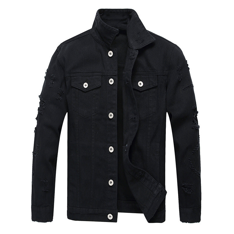 Men's Individuality Denim Coat Ripped Urban Denim Jacket – HiHalley