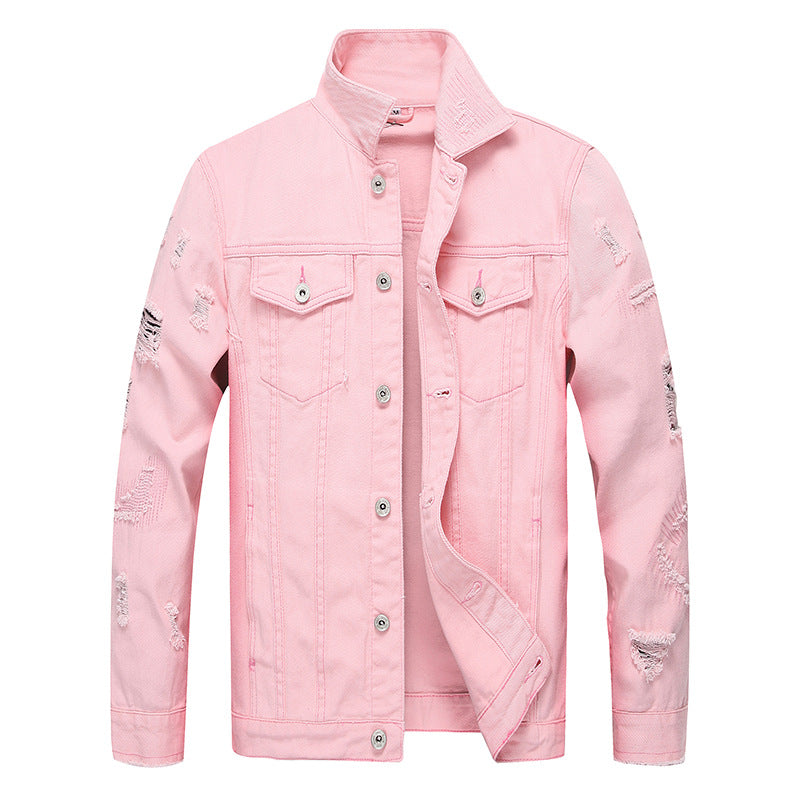 Men's Individuality Denim Coat Ripped Urban Denim Jacket – HiHalley