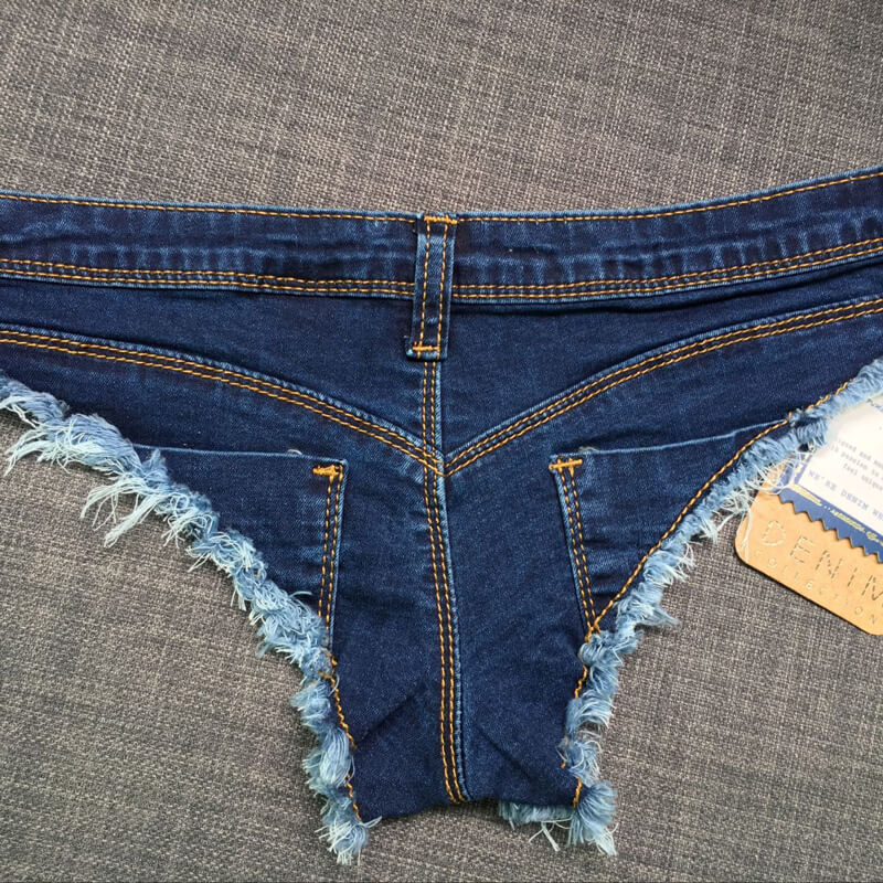 Mini Denim Shorts Cut Off Low Rise Waist Thong Jean Shorts – HiHalley