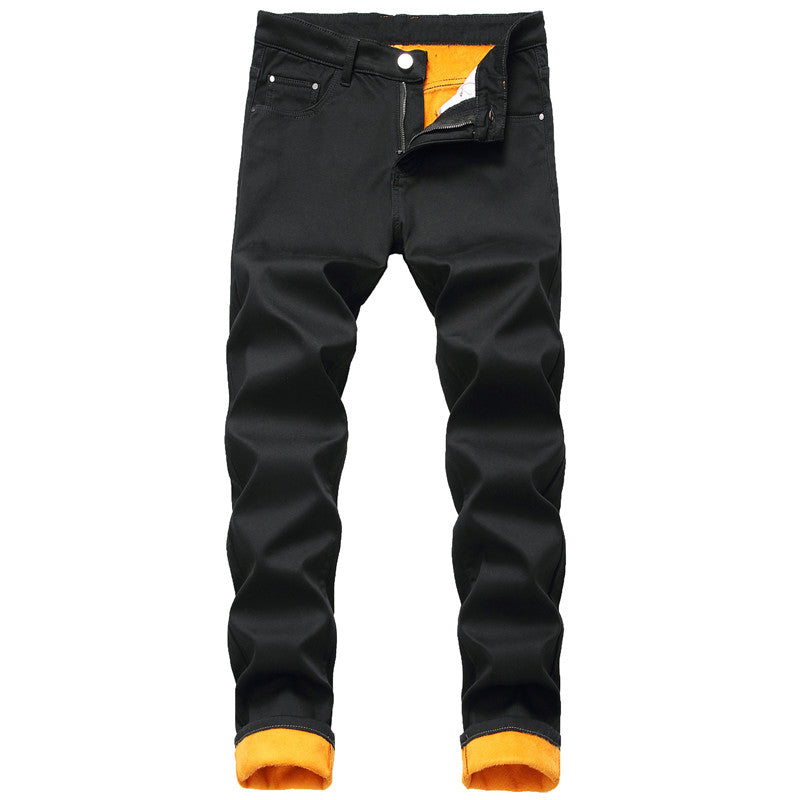 Skinny Men's Straight Pants Basic Brushed Mid Waisted Urban Jeans ...