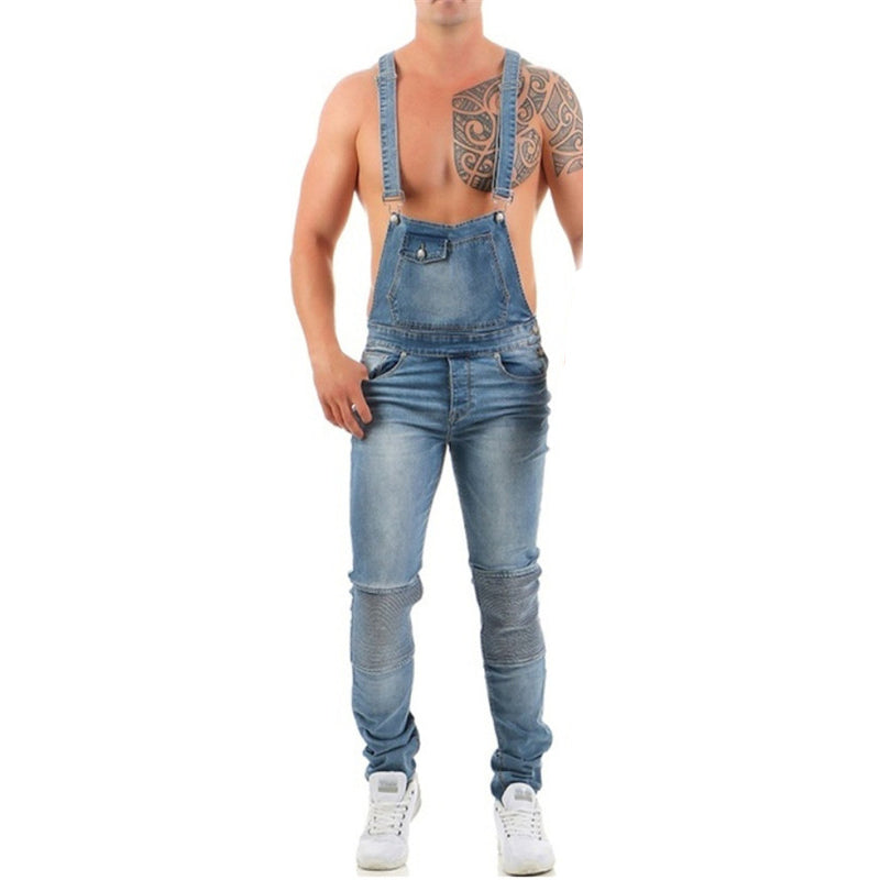 Men's Overall Slim Fit Jumpsuit Breathable Denim Ripped Jeans – HiHalley