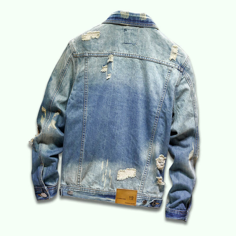 Men's Slim Denim Jacket Vintage Jacket Ripped Urban Jean Coats – HiHalley