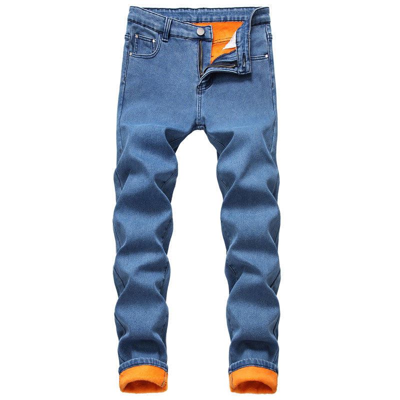 Skinny Men's Straight Pants Basic Brushed Mid Waisted Urban Jeans ...