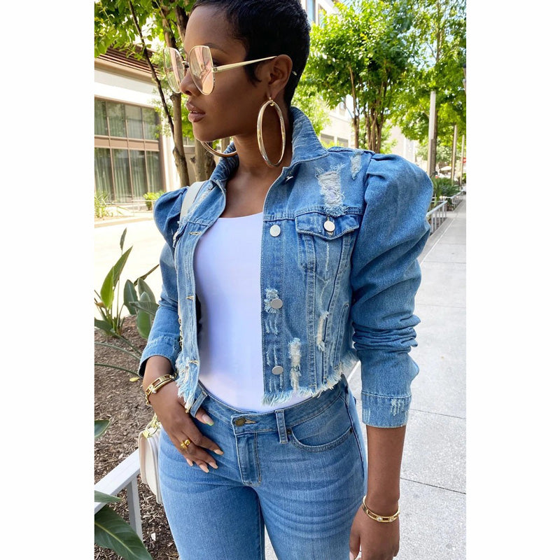 Women Denim Jackets Distressed Classic Jean Jacket – HiHalley