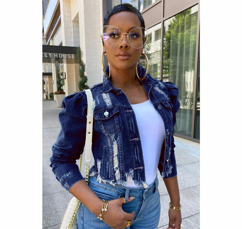 Women Denim Jackets Distressed Classic Jean Jacket – HiHalley