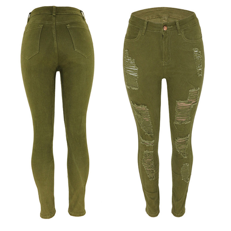 Women Slim Pencil Jeans Ripped Jeans Fashionable Skinny Jeans – HiHalley